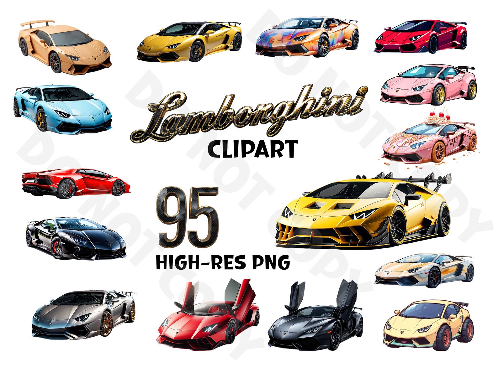 Lamborghini Clipart: 95 Sports Car PNG Graphics (digital Download) - Etsy