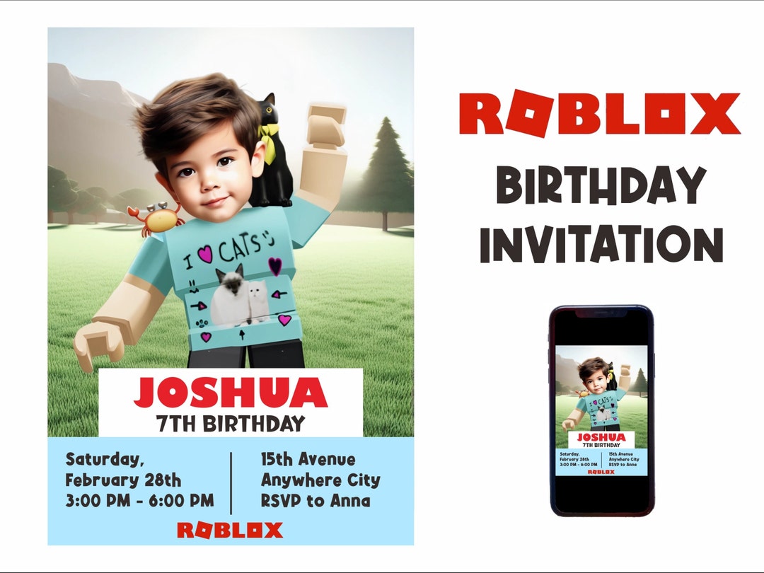 Roblox Birthday Invitation Custom Roblox Invitation Roblox - Etsy