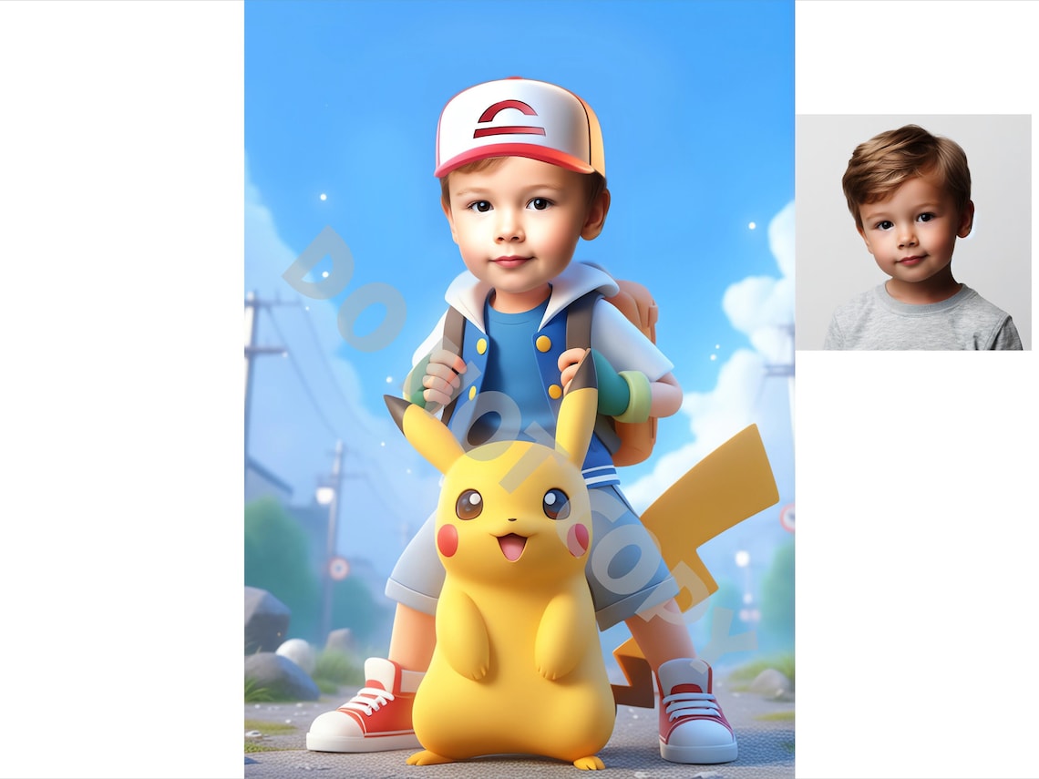 Pokemon Portrait, Pikachu Portrait, Ash Portrait, Custom Pokemon ...