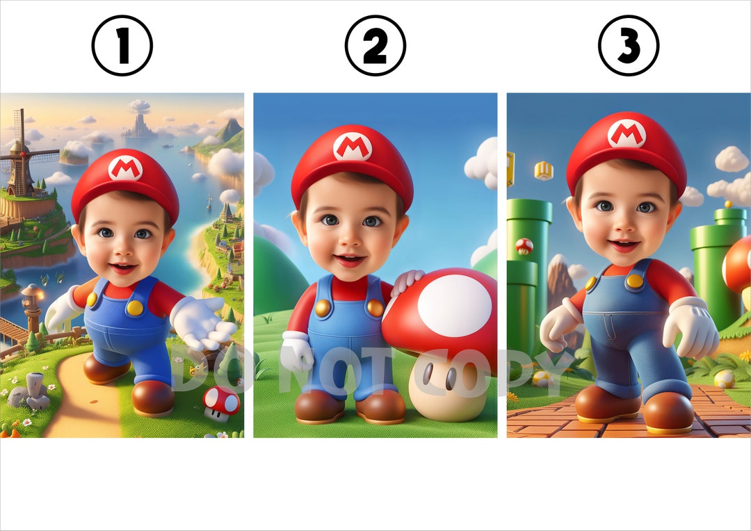 Super Mario Portrait, Custom Mario Photo, Mario Kids Portrait, Super ...