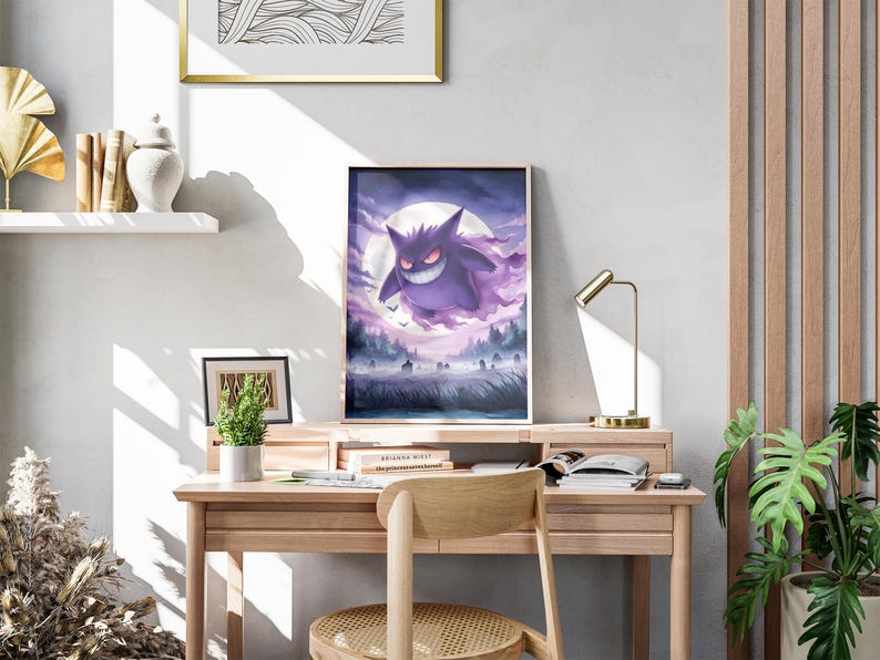Gengar Poster, Gengar Wall Art, Watercolor Gengar Image, Gengar ...