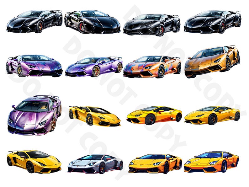 Lamborghini Clipart: 95 Sports Car PNG Graphics (digital Download) - Etsy
