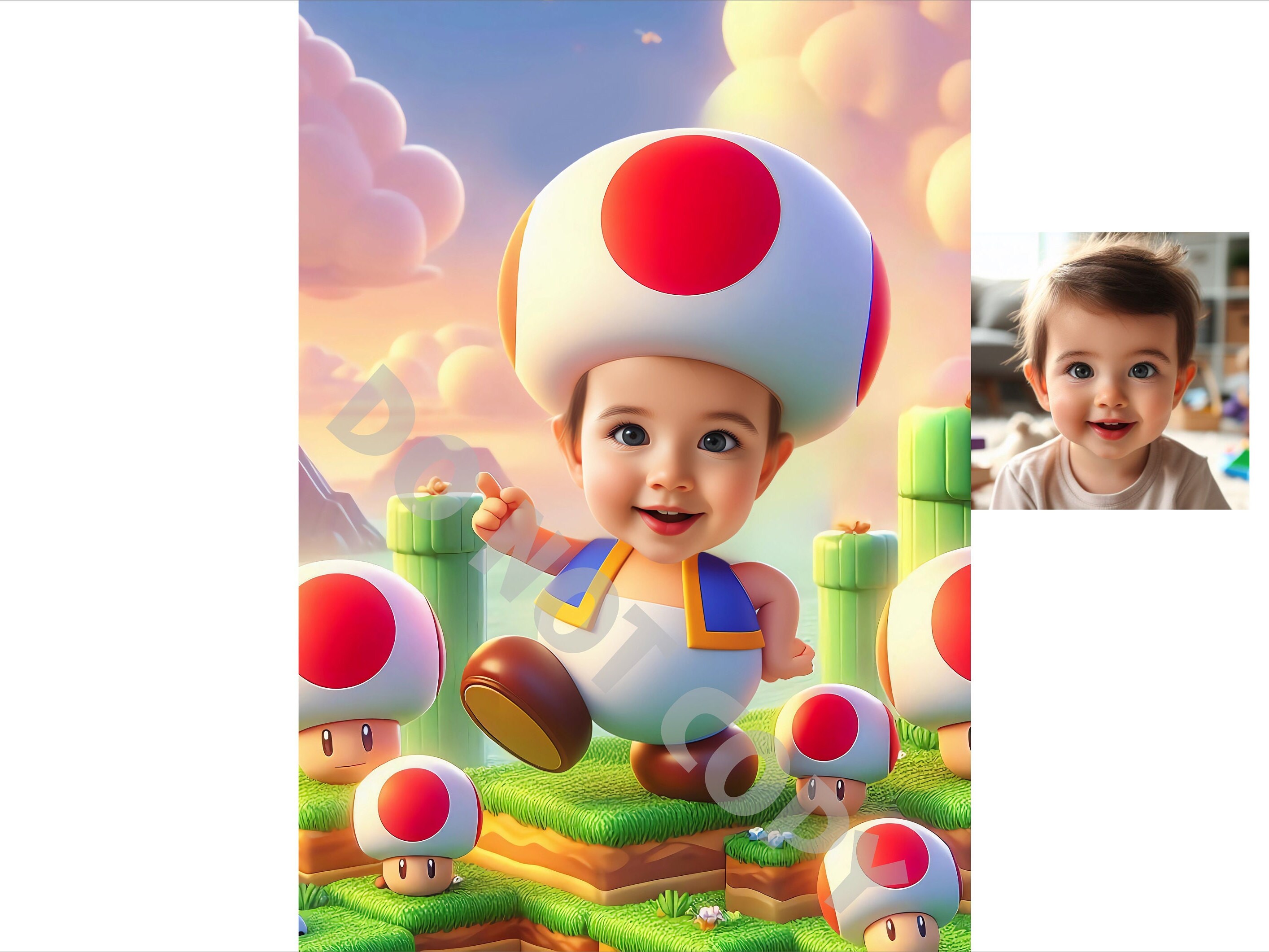 Toad Portrait, Toad Mario Photo, Toad Kids Portrait, Custom Toad Photo ...