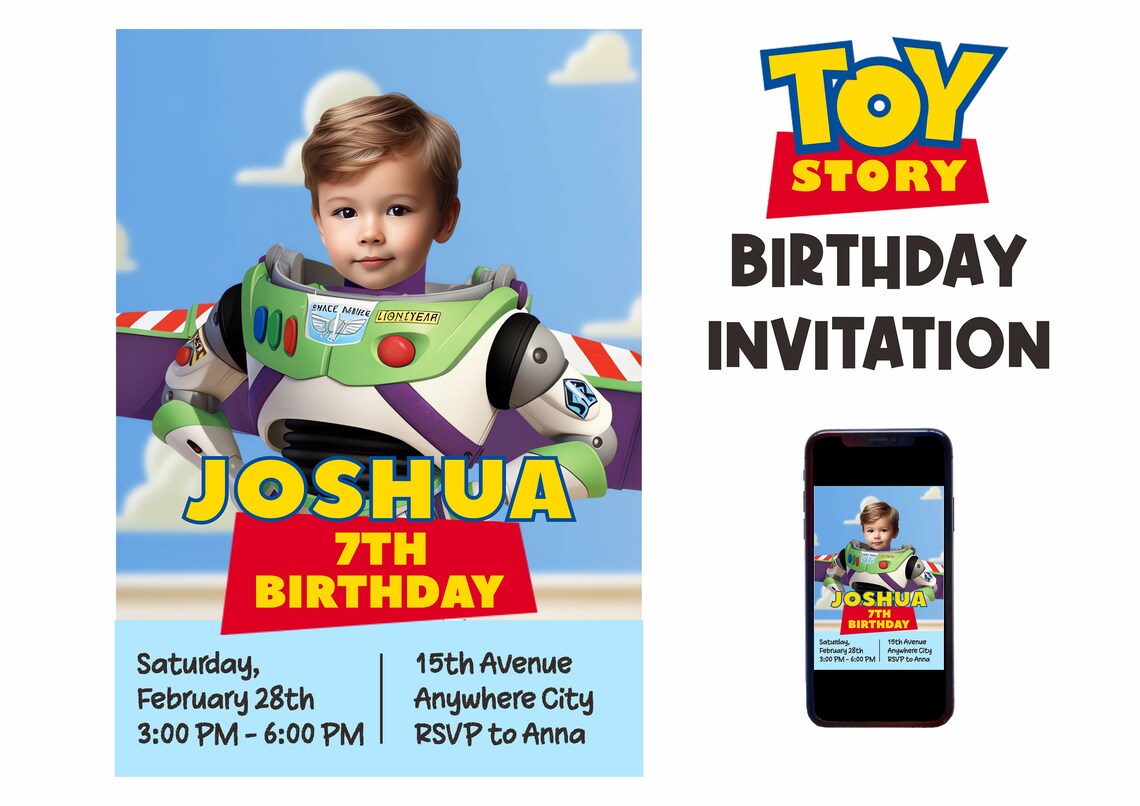 Buzz Lightyear Birthday Invitation, Custom Toy Story Birthday ...
