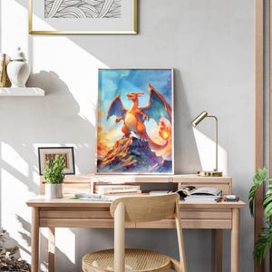 Charizard Poster, Watercolor Charizard, Charizard Painting, Charizard ...
