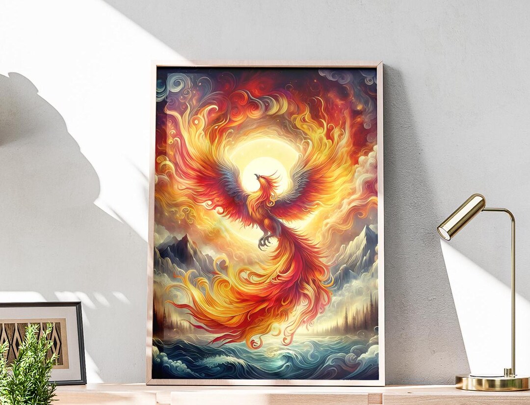 Phoenix Poster, Phoenix Wall Art, Watercolor Phoenix, Fiery Phoenix ...