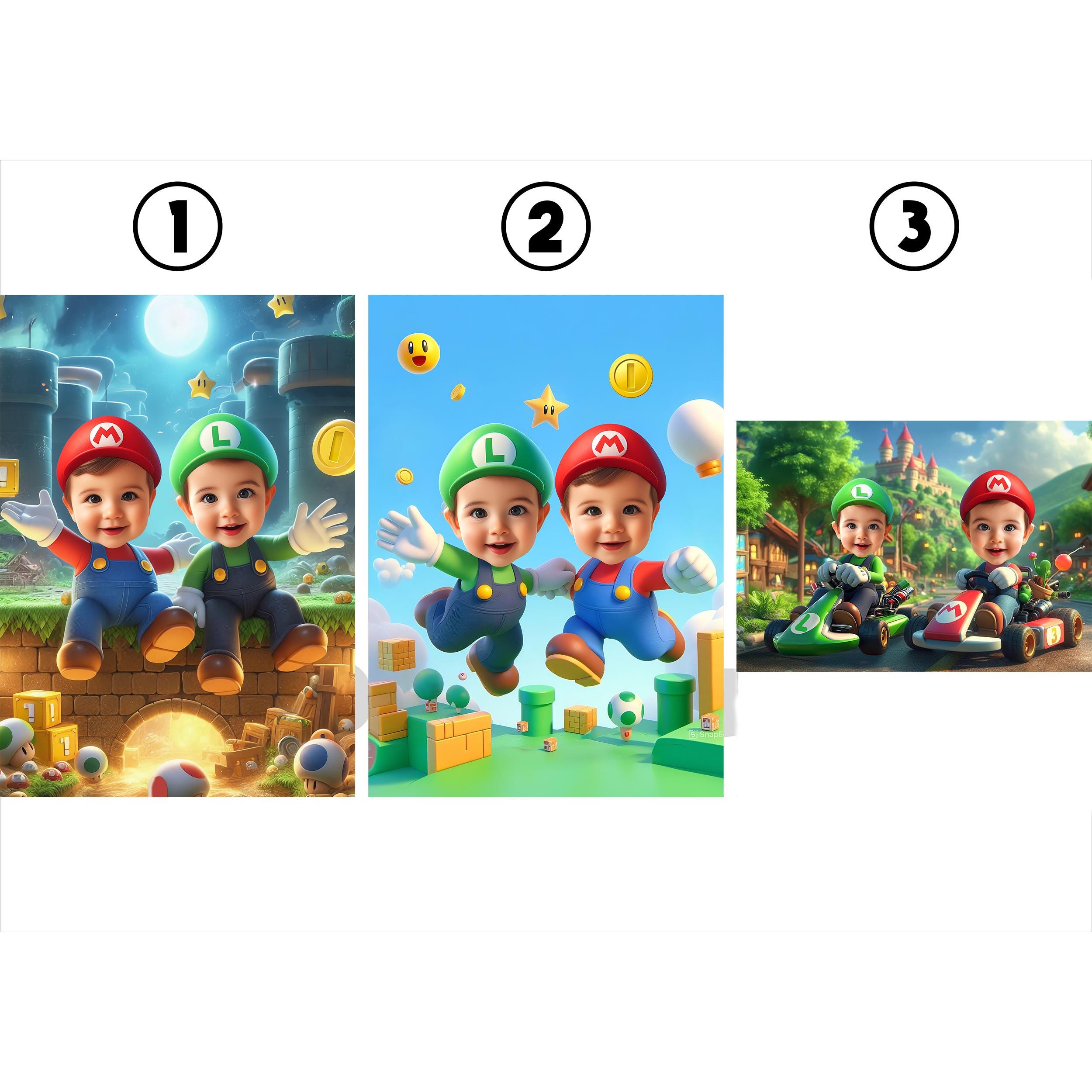 Mario Luigi Portrait, Custom Mario Luigi, Best Friend Portrait ...