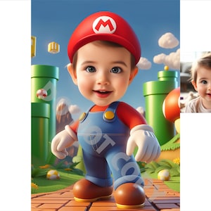 Super Mario Portrait, Custom Mario Photo, Mario Kids Portrait, Super ...