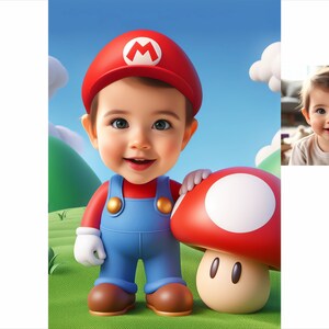 Super Mario Portrait Custom Mario Photo Mario Kids Portrait - Etsy