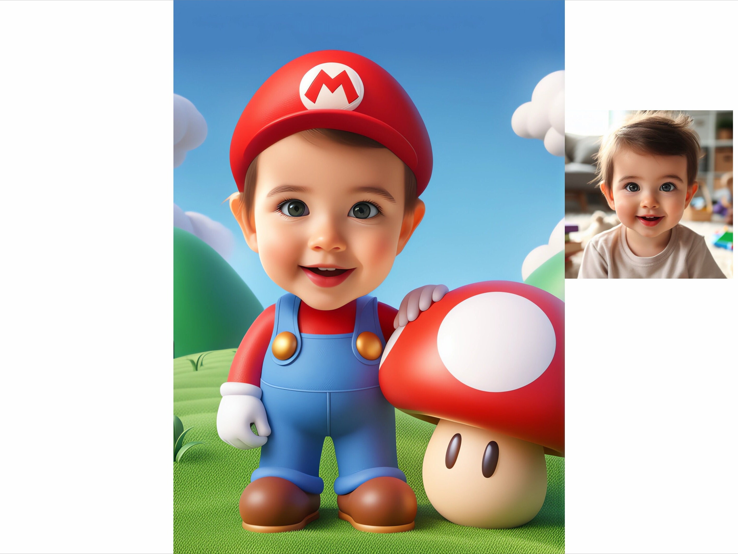 Super Mario Portrait Custom Mario Photo Mario Kids Portrait - Etsy