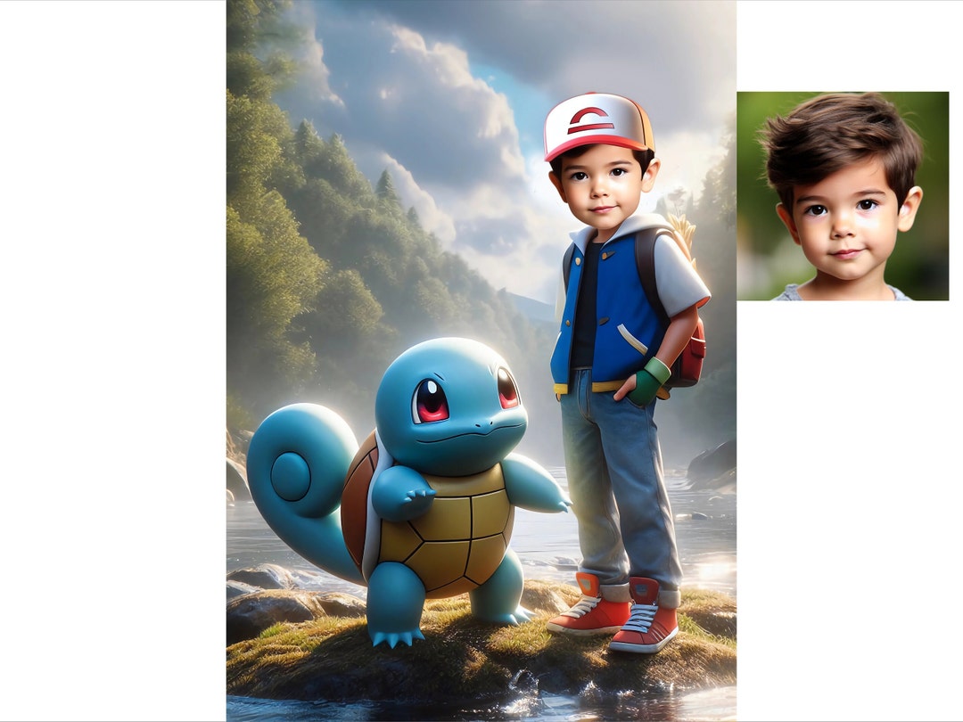 Pokemon Portrait, Squirtle Portrait, Ash Portrait, Custom Pokemon ...