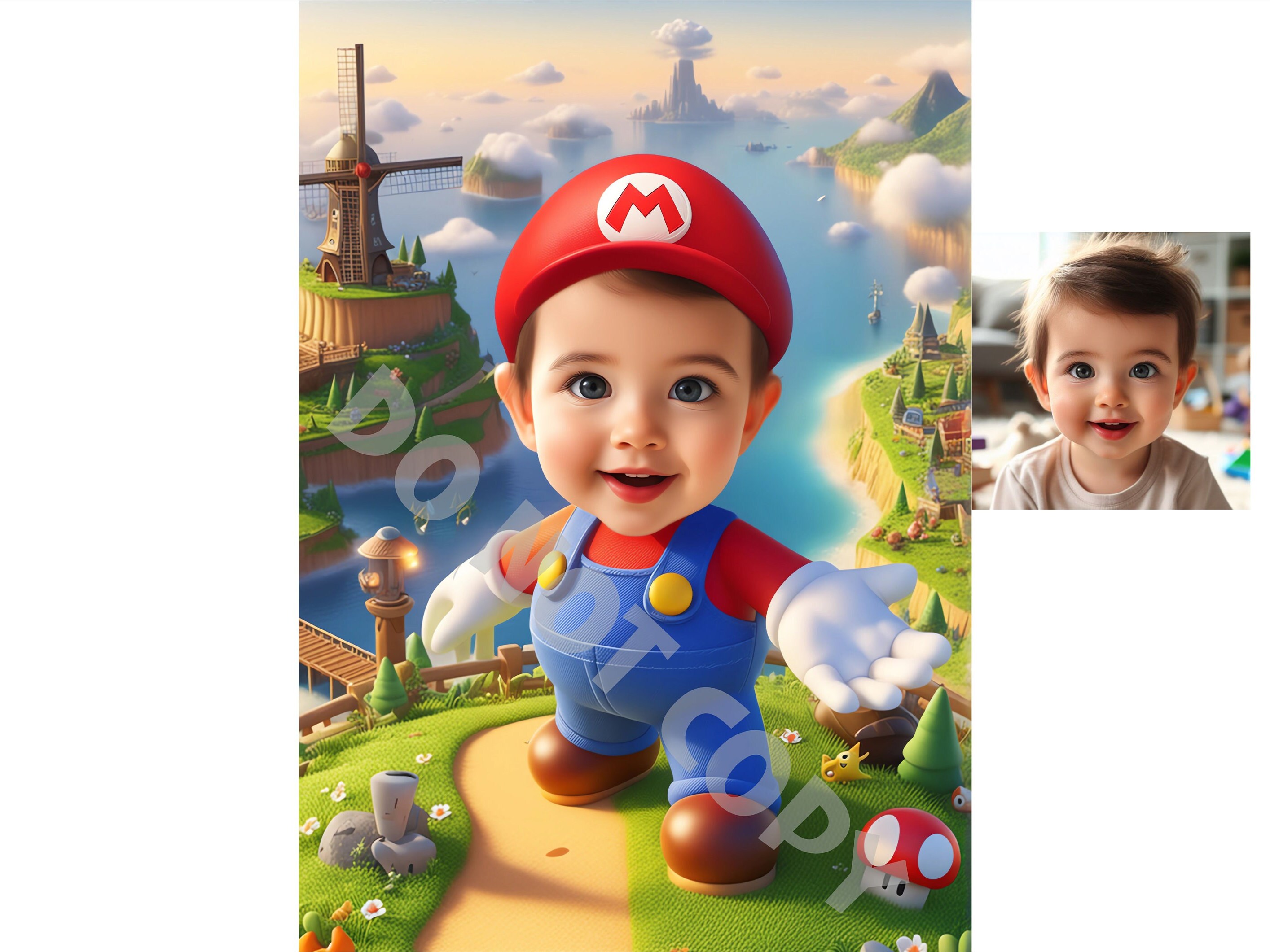 Super Mario Portrait, Custom Mario Photo, Mario Kids Portrait, Super ...