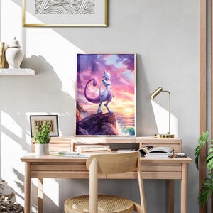 Mewtwo Poster, Watercolor Mewtwo, Mewtwo Painting, Mewtwo Wall Art ...