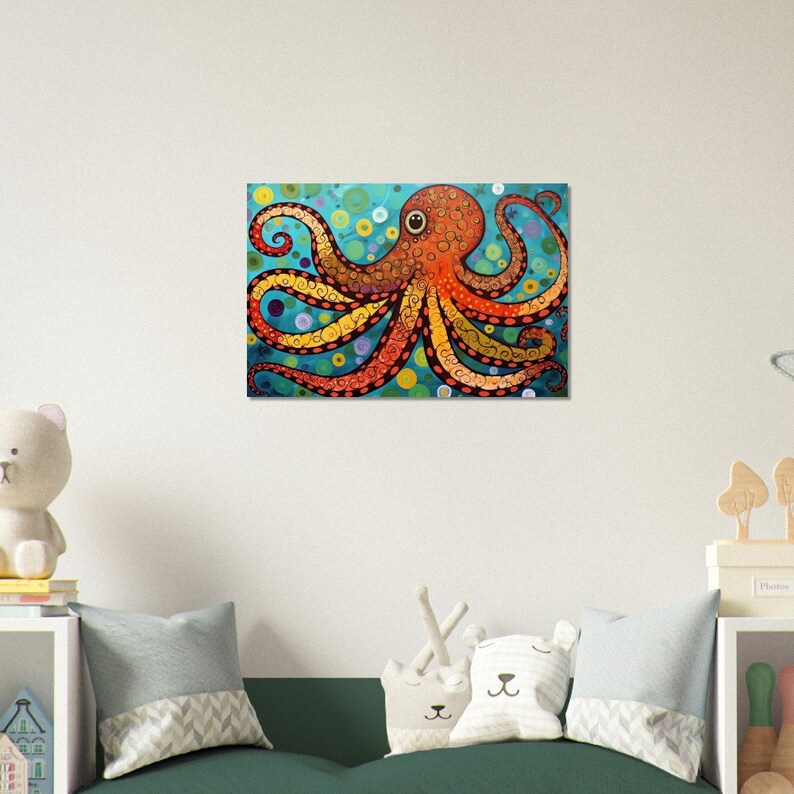 Octopus, Art Pour Enfant | Impression Art Mural, Illustrations Murales ...