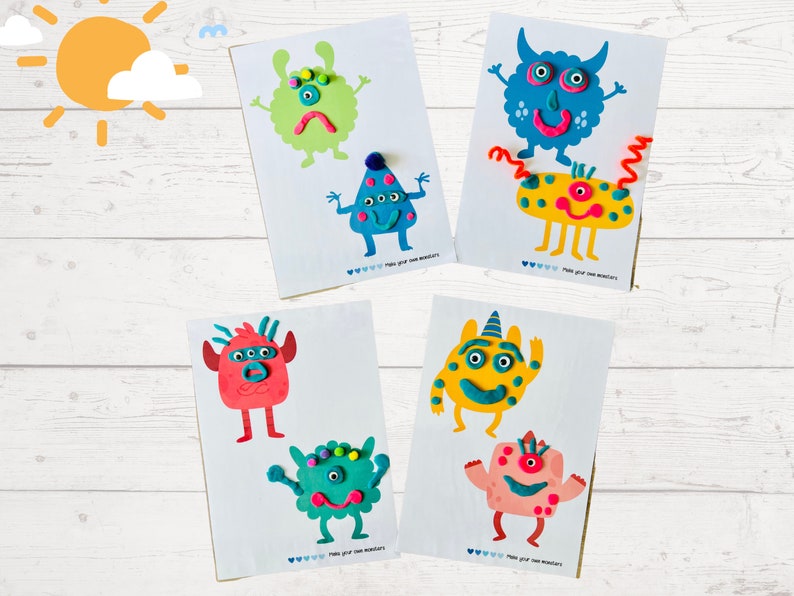 Monster Theme Playdough Mats - Etsy