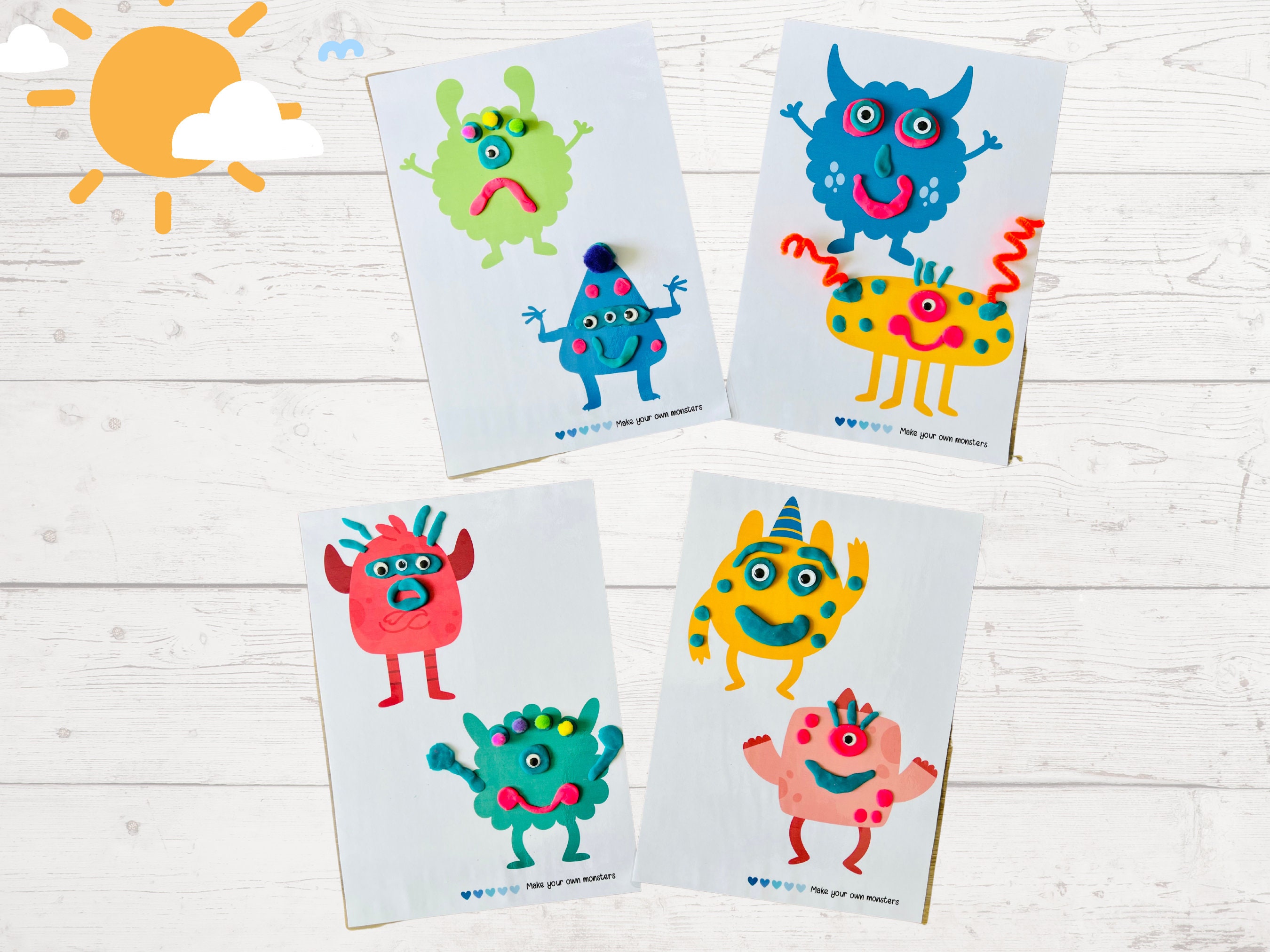 Monster Theme Playdough Mats - Etsy