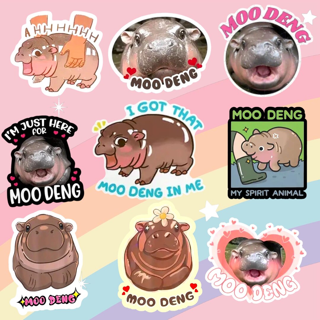 Moo Deng Sticker Pack - Etsy