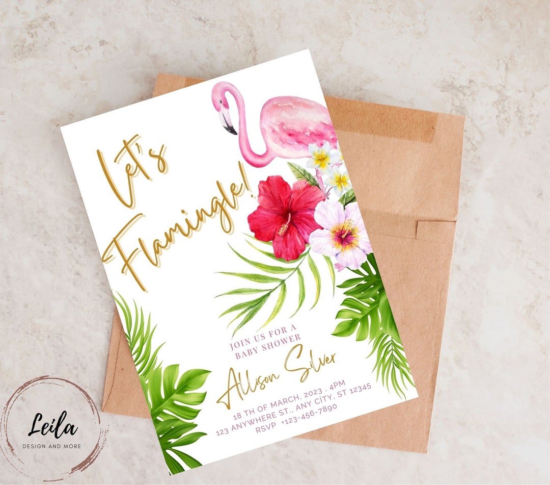 Editable Let's Flamingle Baby Baby Shower Invitations - Etsy