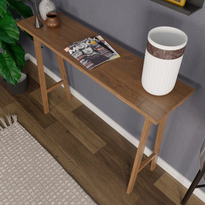 Rustic Wooden Narrow Console Table, Narrow Sofa Table, Tall Console ...