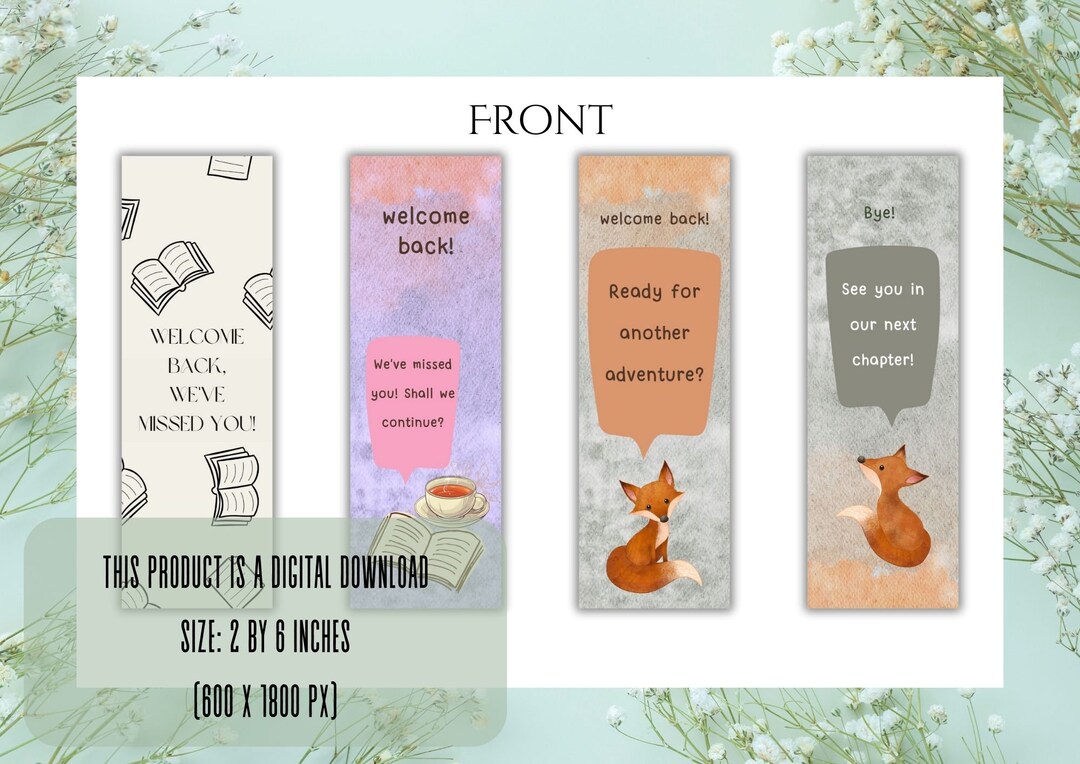 Welcome Back Digital Bookmark Digital Printables - Etsy