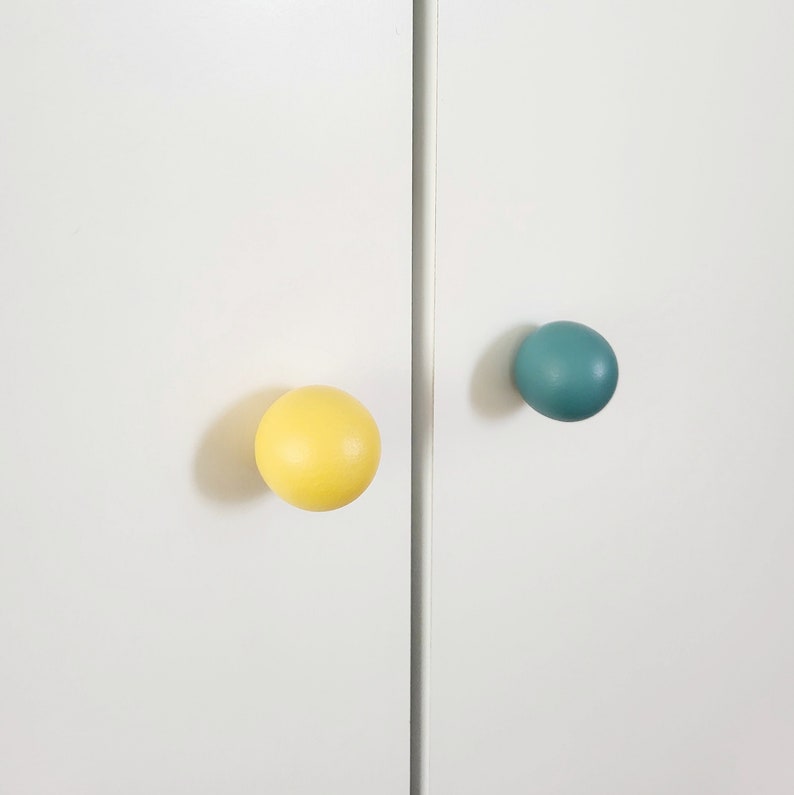 Yellow Round Cabinet Knobs I 4 Sizes Handles for Nursery, Bedroom ...