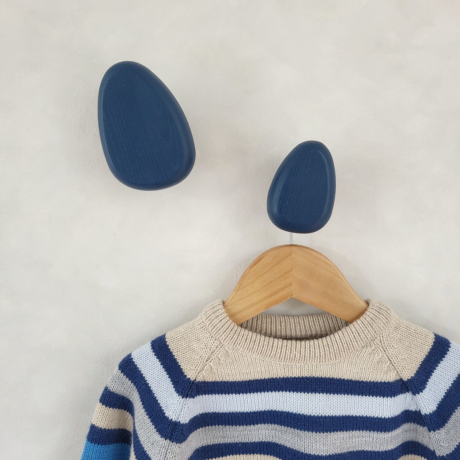 Blue Wall Hook DROP I Wooden I 2 Sizes I Navy Blue Style I More Colors ...