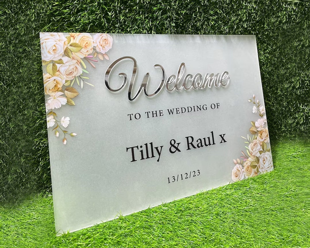 Custom 3D Silver Mirror Lettering Welcome Sign 3D Acrylic Wedding ...