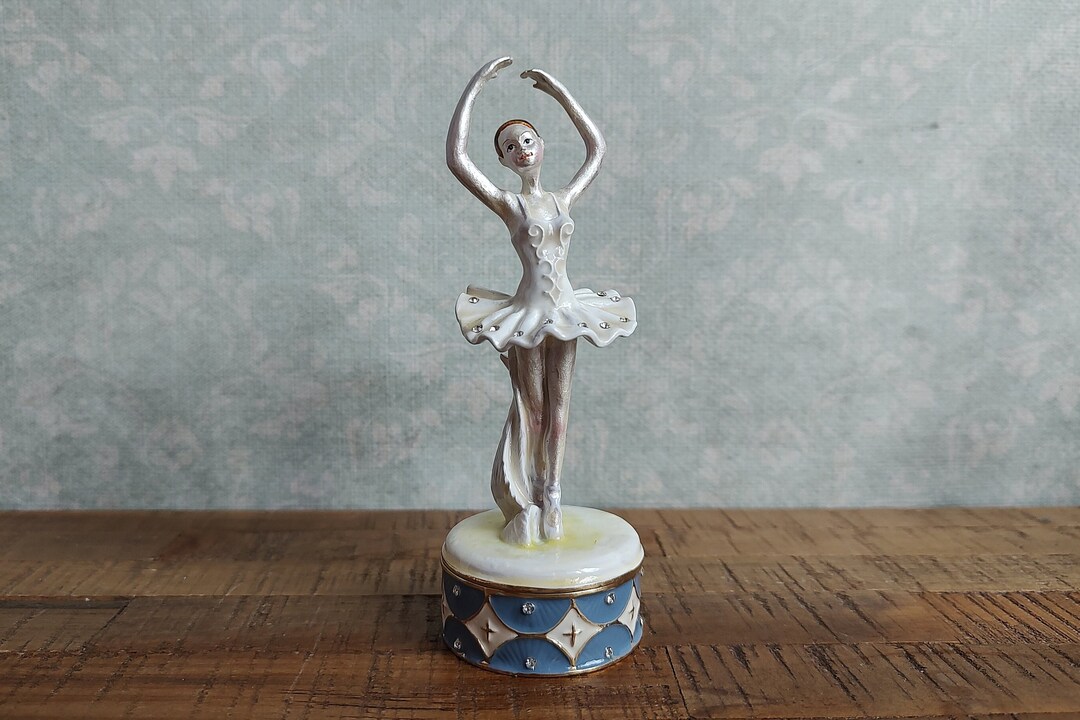 Ballerina-shaped Enamelled Tin and Stones Trinket Box, Elegant Enamel ...
