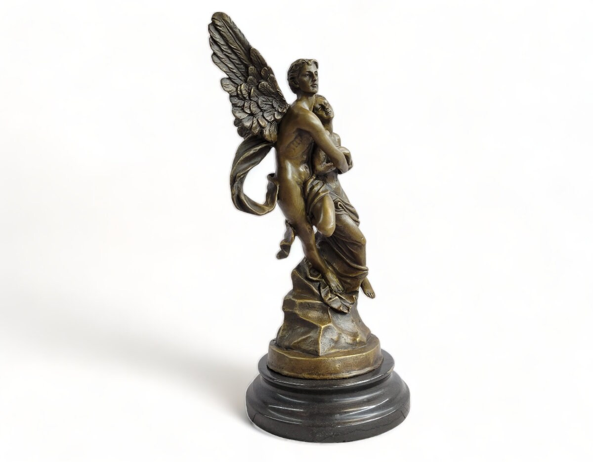 Bronze Cupid and Psyche Sculpture on Marble Base Greek Mythology ...