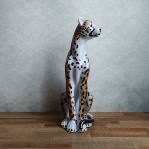Graceful Seated Leopard Statue - Elegant Leopard Sculpture - Thoughtful ...