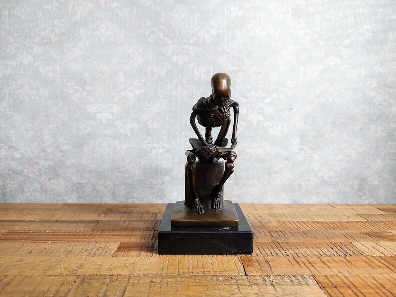 The Thinker Skeleton Bronze Sculpture: Rodin Style Corpse Decor - Etsy