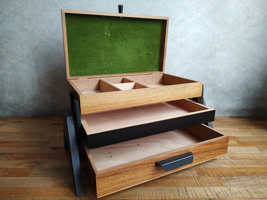 Vintage Sewing Box Small Tailor's Box Neat Wooden Trinket Box Wooden ...
