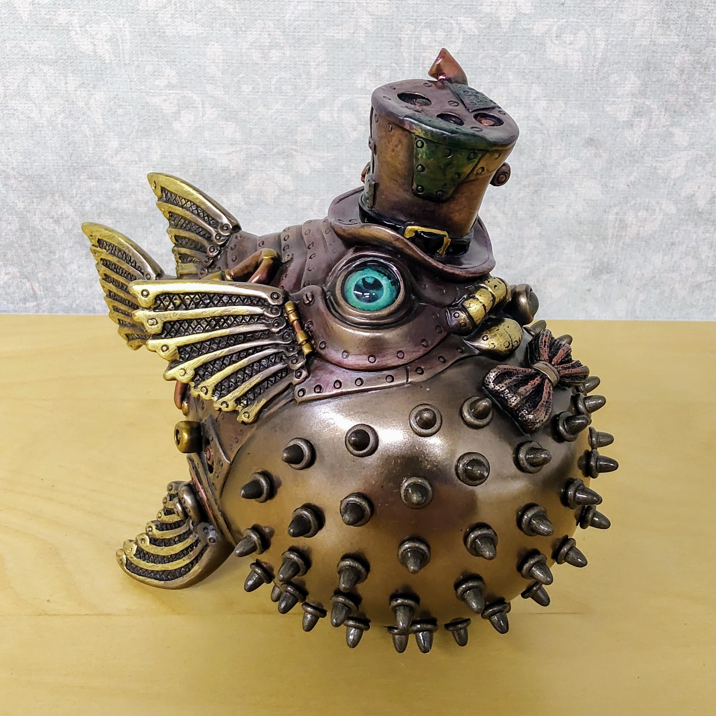 Steampunk Pufferfish Figurine: Bronze Resin Fugu Fish Statue - Etsy