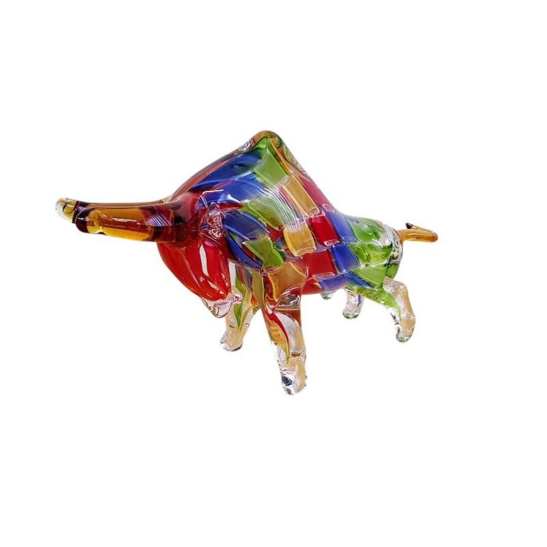 Murano Glass Bull Figurine: Venetian Colored Glass Sculpture - Etsy