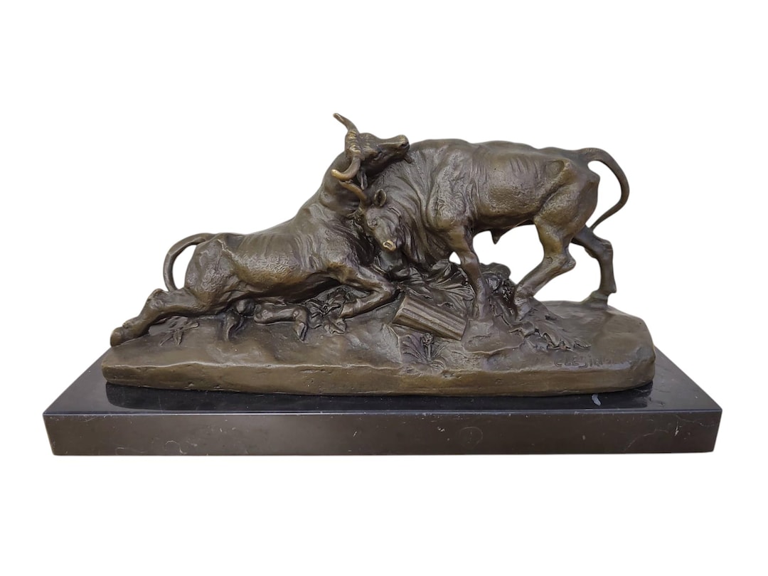 Fighting Bull Statue - Charging Bull Sculpture - Bronze Animal Art ...