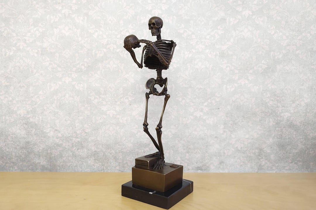 Bronze Skeleton Sculpture With Skull: Gothic Halloween Decor - Etsy