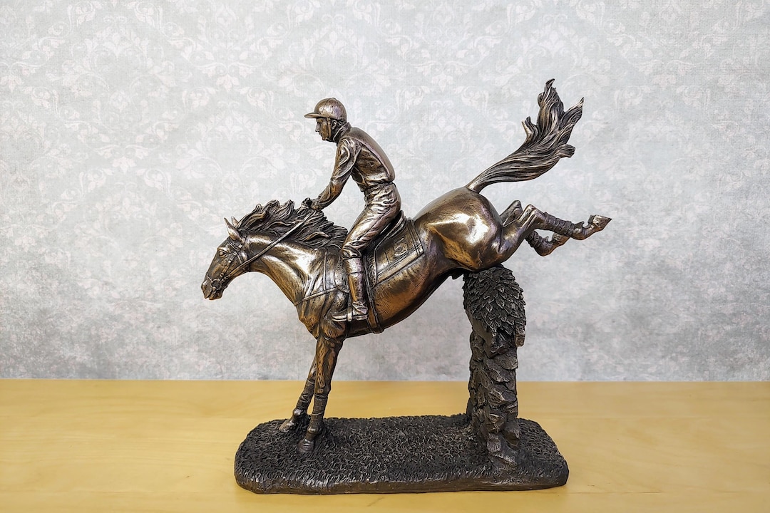 Jockey and Horse Sculpture - Classic Horse Racing - Jockey on Horse ...