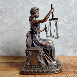 Lady Justice Justitia on Throne Figurine Artistic Statue Gift for ...