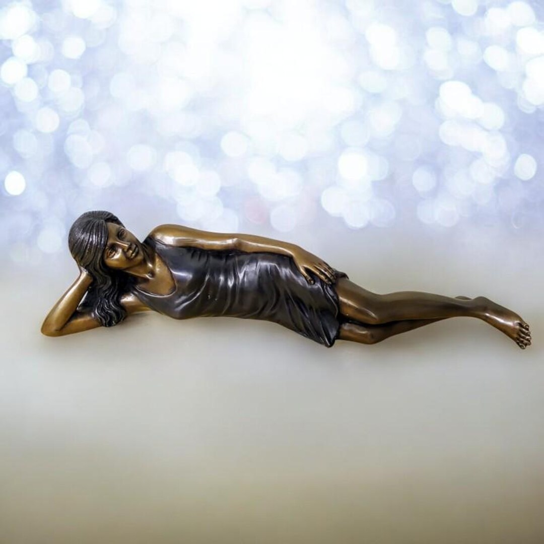Bronze Reclining Woman Sculpture: Modern Garden Decor (21.6 Inches) - Etsy