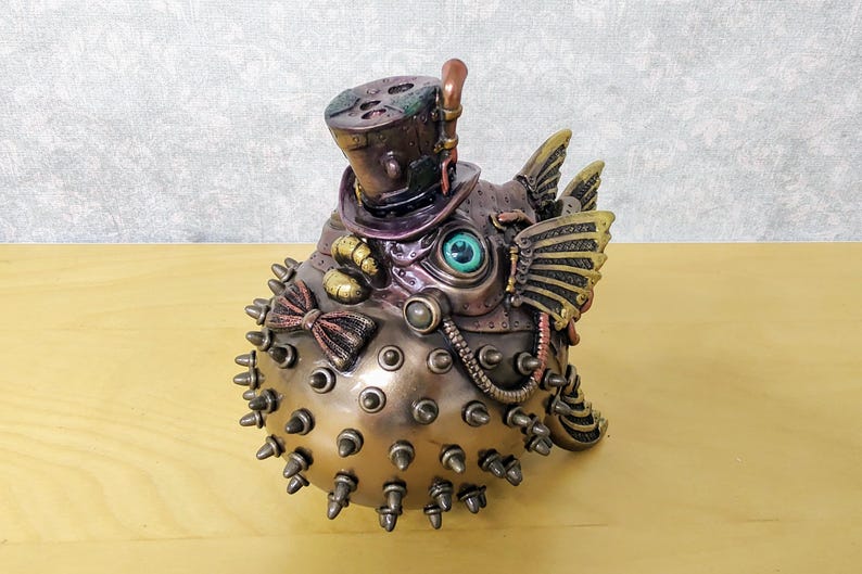 Steampunk Pufferfish Figurine: Bronze Resin Fugu Fish Statue - Etsy