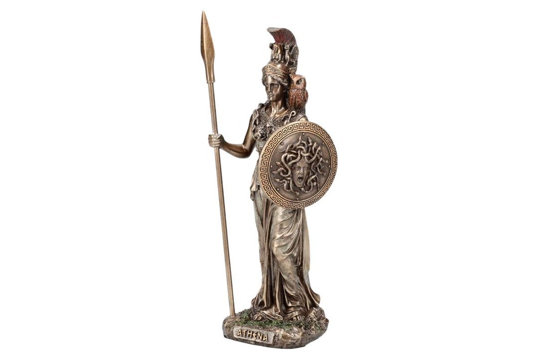 Athena Minerva Statue With Medusa Shield – Greek Mythology Sculpture, 7 ...