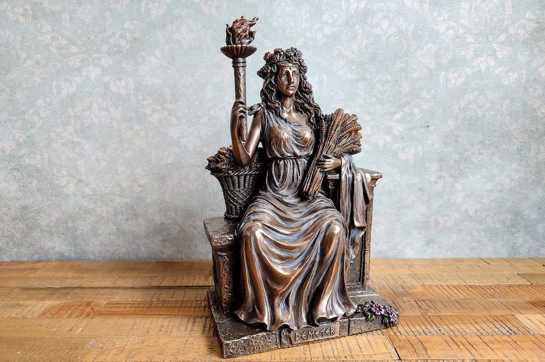 Demeter on Throne - Greek Goddess of the Harvest Statue - Greek ...