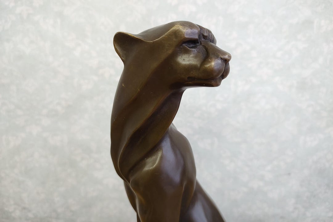 Art Deco Bronze Panther Sculpture: Elegant Feline Statue - Etsy