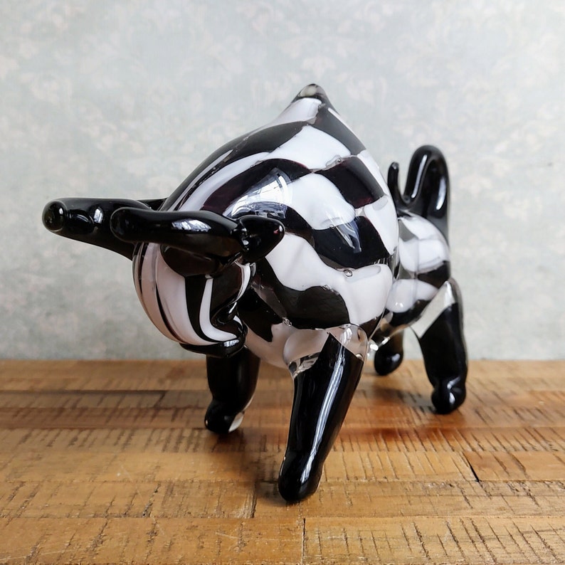 Bull Glass Figurine Glass Bull Decorative Glass Artwork Colored Black ...