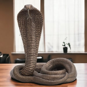 Bronze Coated King Cobra Statue: Detailed Resin Serpent Sculpture (13 ...