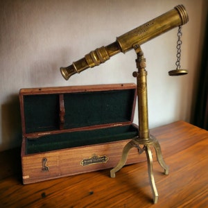 Stylish Brass Telescopic Telescope Model on Stand – A Decorative ...