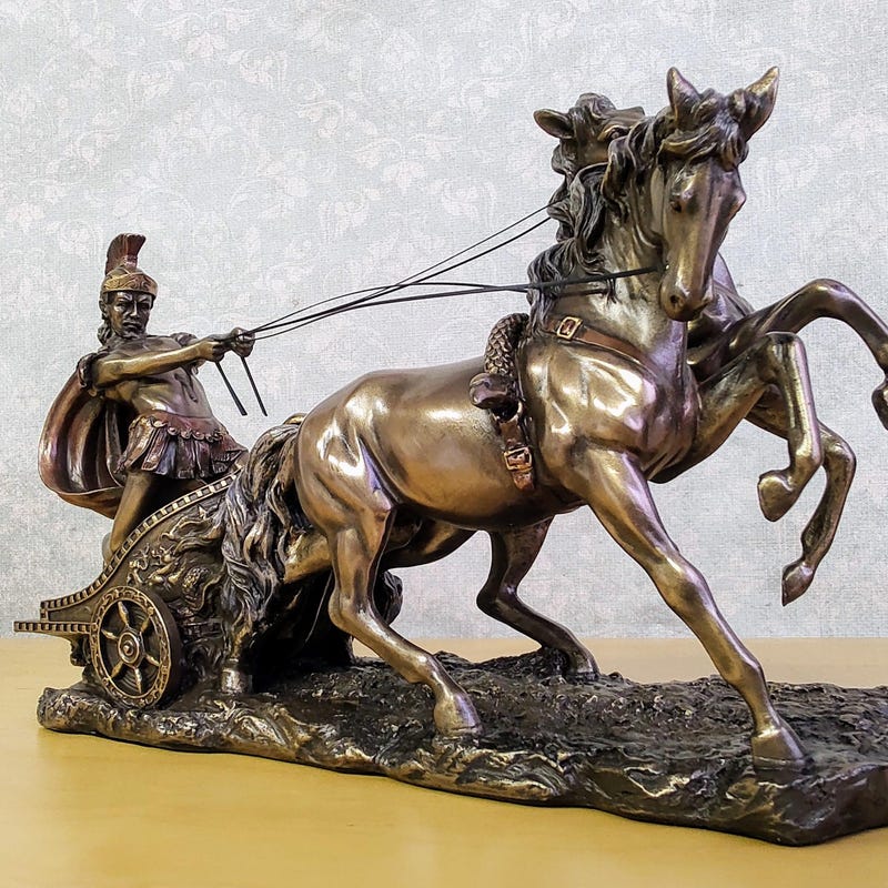 Roman Chariot and Horse Statue - Etsy