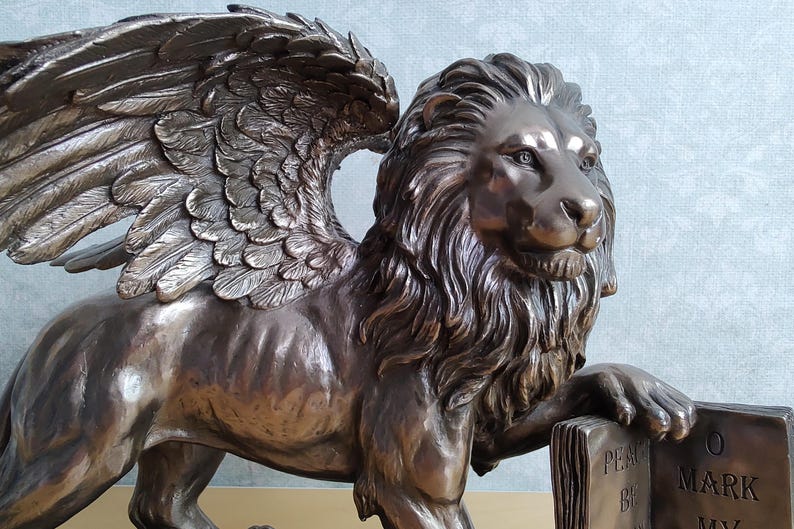 Estátua do Leão Alado de São Marcos: Acabamento em Bronze, Decoração ...