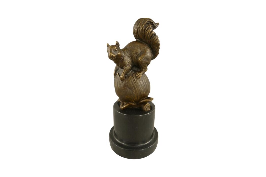 Bronze Squirrel Sculpture: Hazelnut Lover Statue - Handmade Animal Art ...