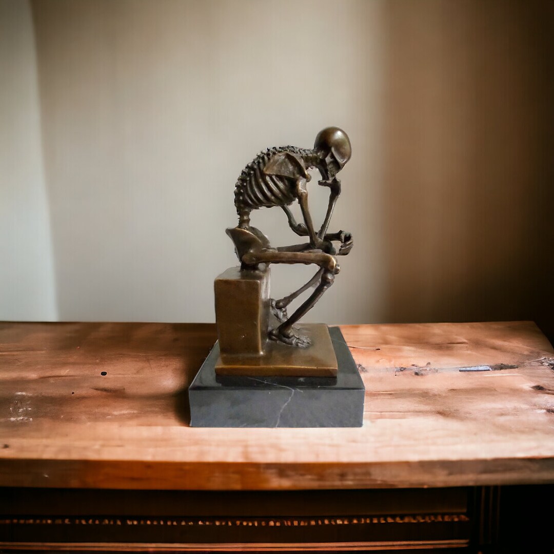 The Thinker Skeleton Statue Bronze Sculpture Walking Dead - Etsy